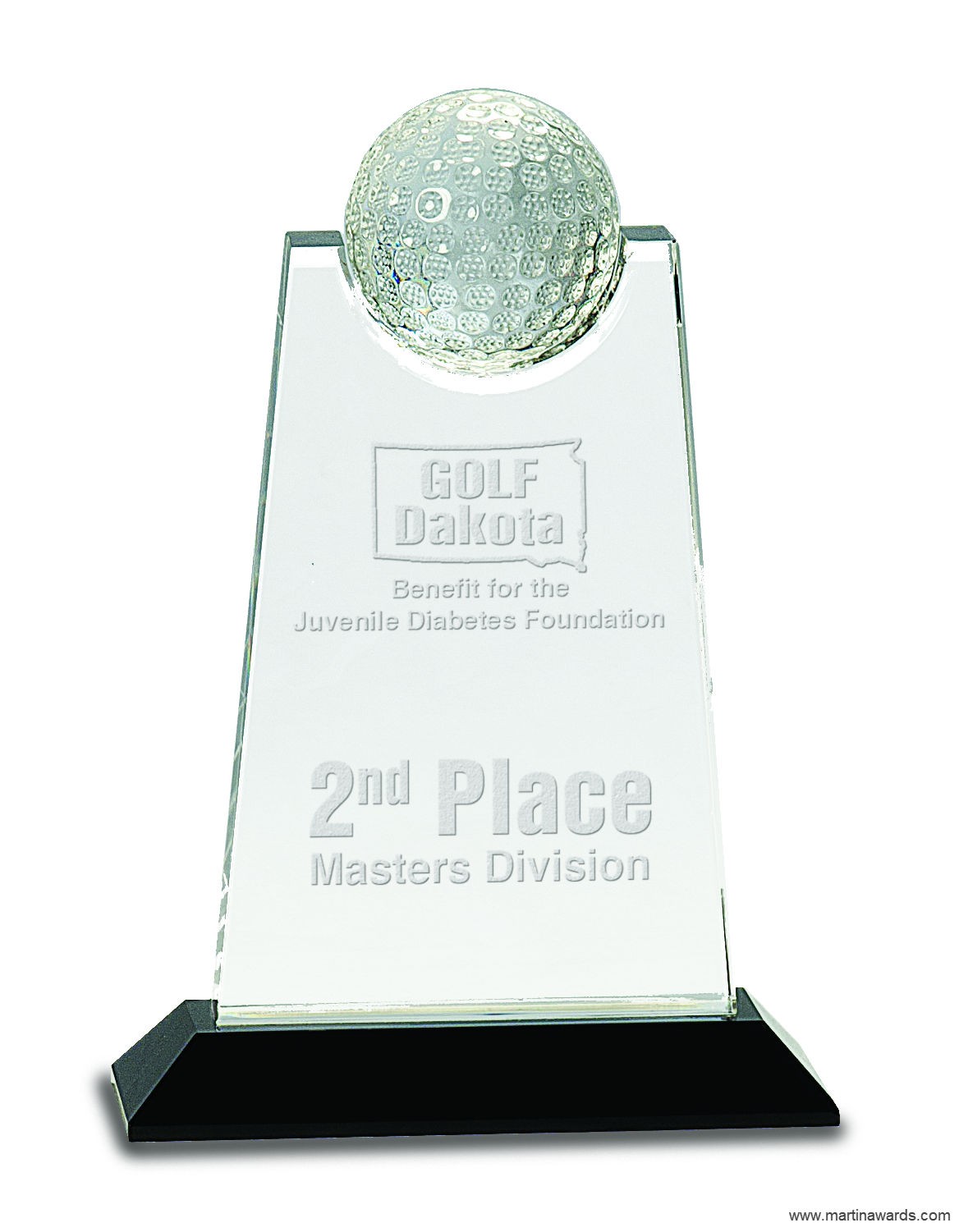 Inset 3D Golf Ball Crystal Award - Martin Awards