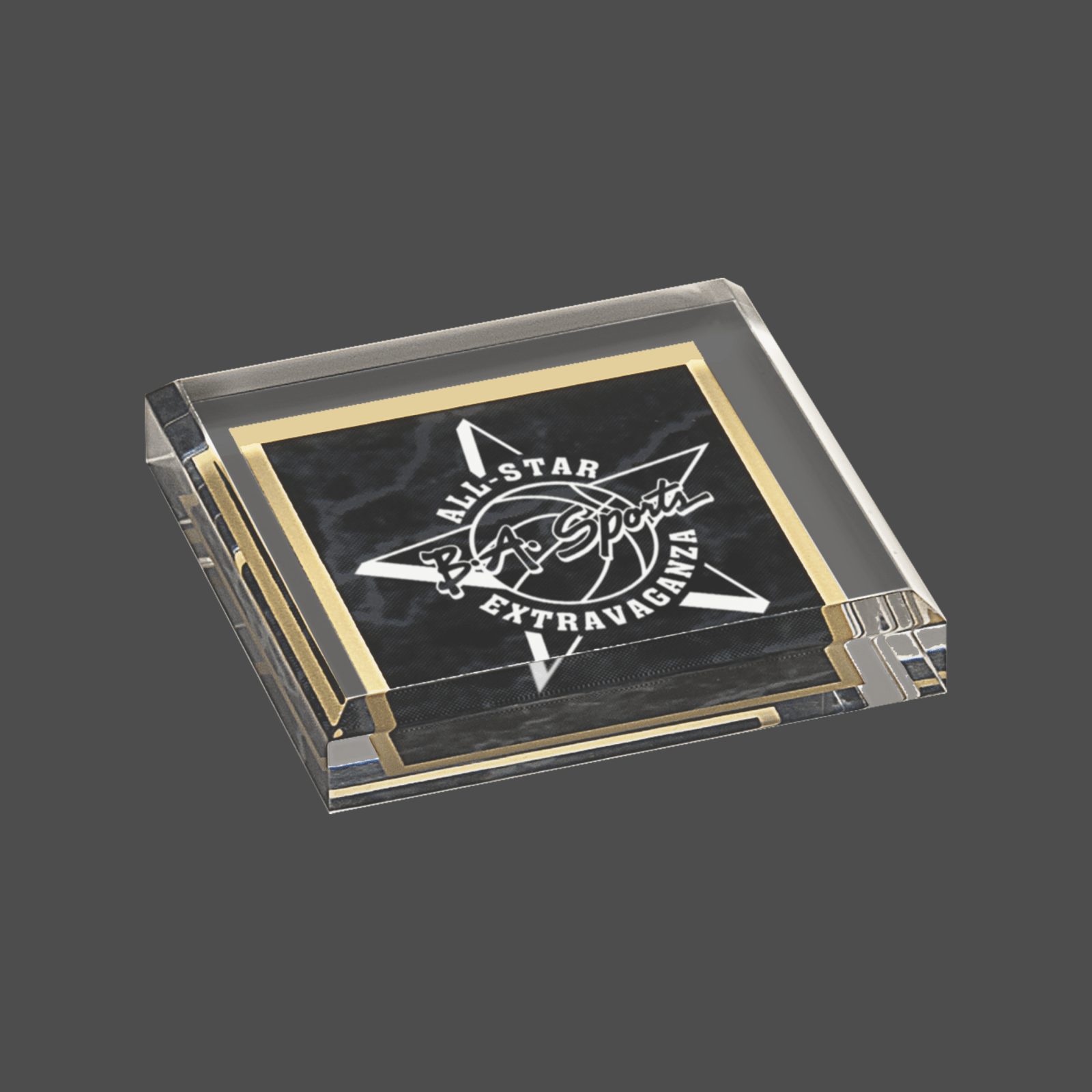 Black Marbleized Acrylic Paperweight - Martin Awards
